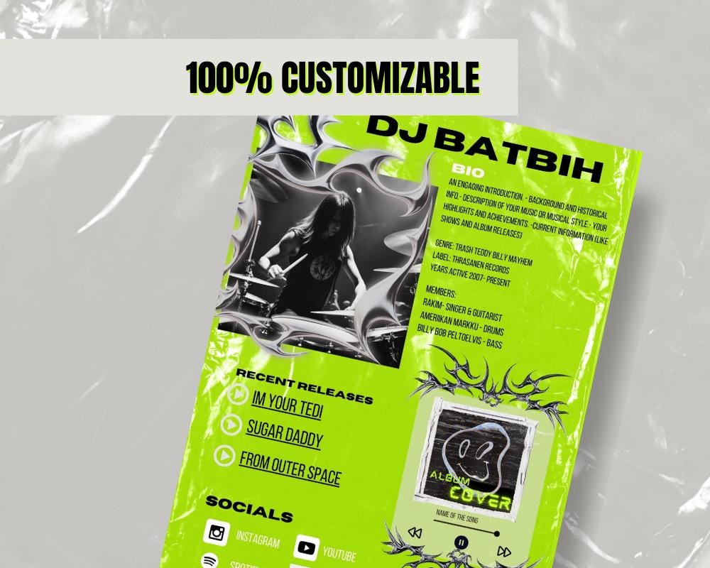 Musician Press Kit Canva Template / Media Kit Manager Package / Canva ...