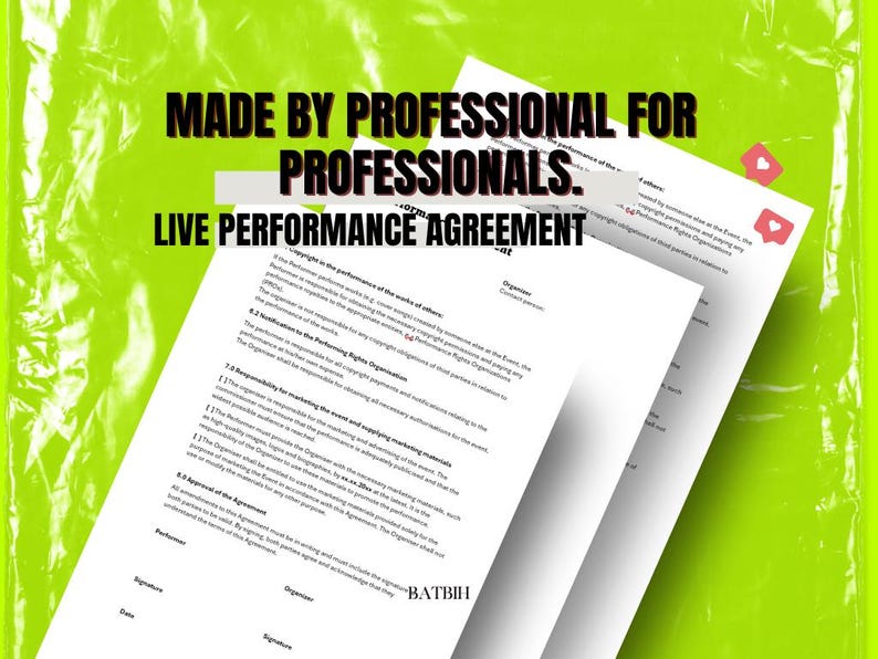 Live Performance Contract Template for Artists | Venues | Musicians | Djs | Event Organizers ...