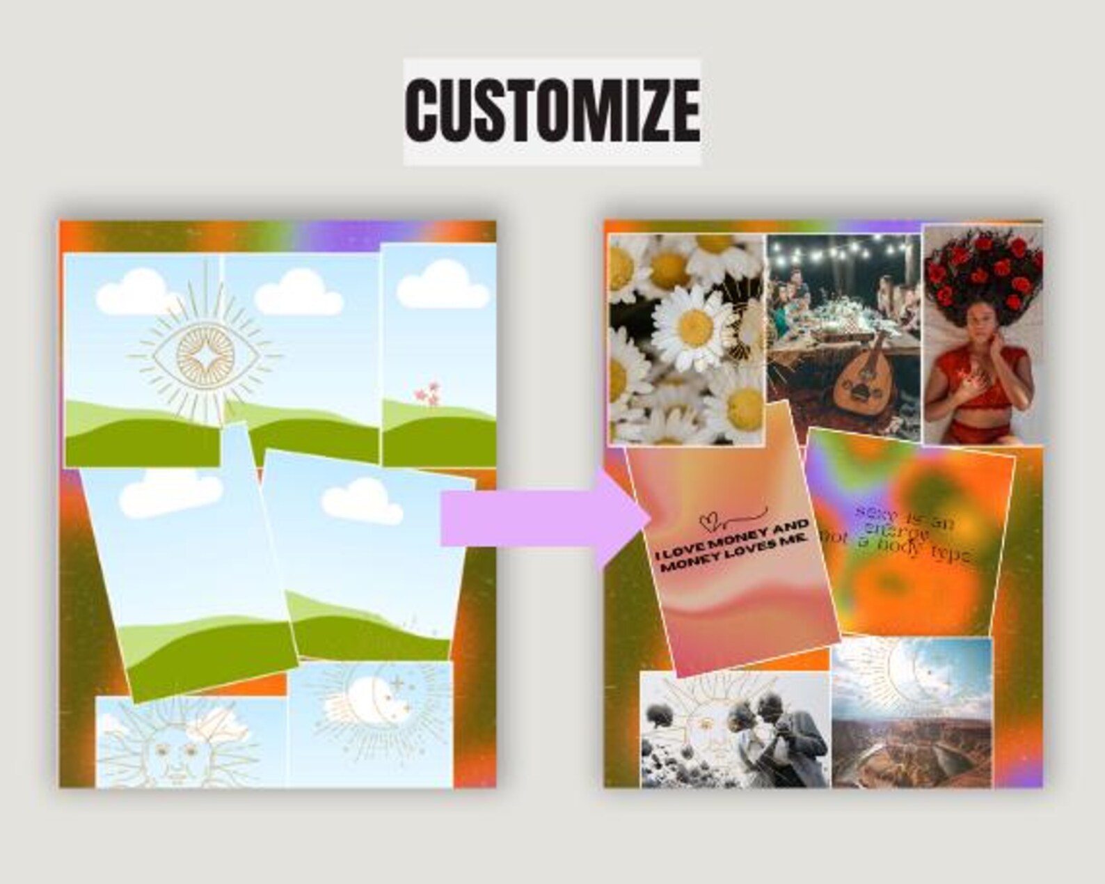 Vision Board Template Wallpaper Template Canva Mood Board Template ...