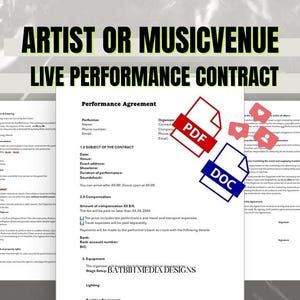 Live Performance Contract Template for Artists | Venues | Musicians | Djs | Event Organizers ...