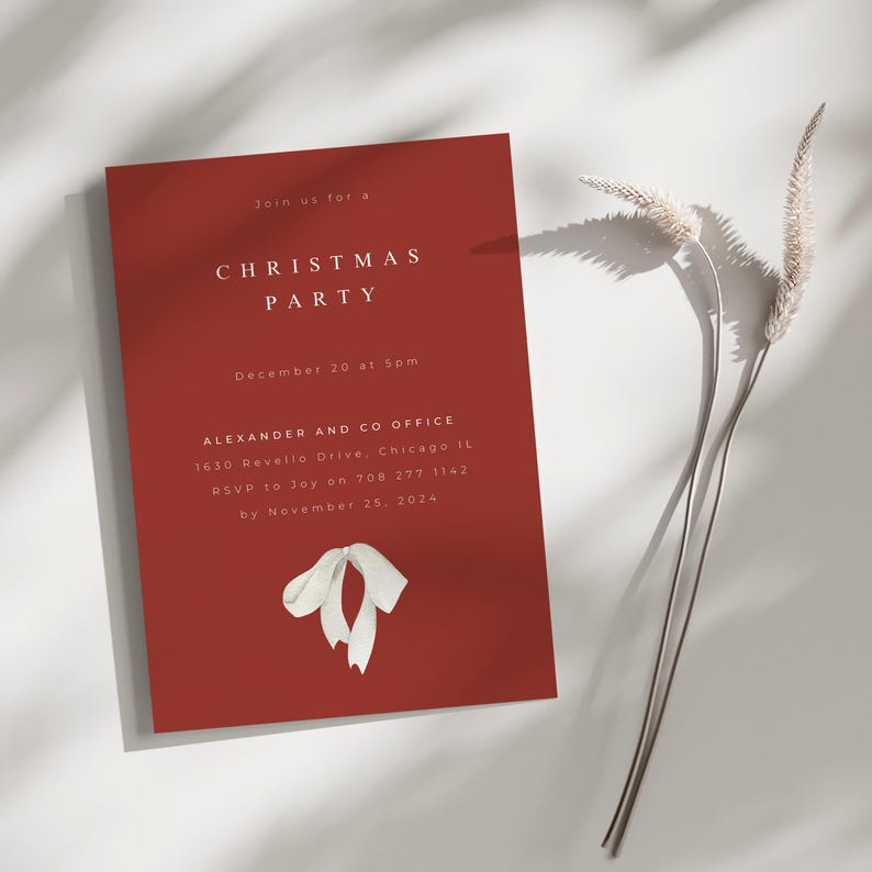 Editable Christmas Party Invitation Template, Modern Minimalist ...