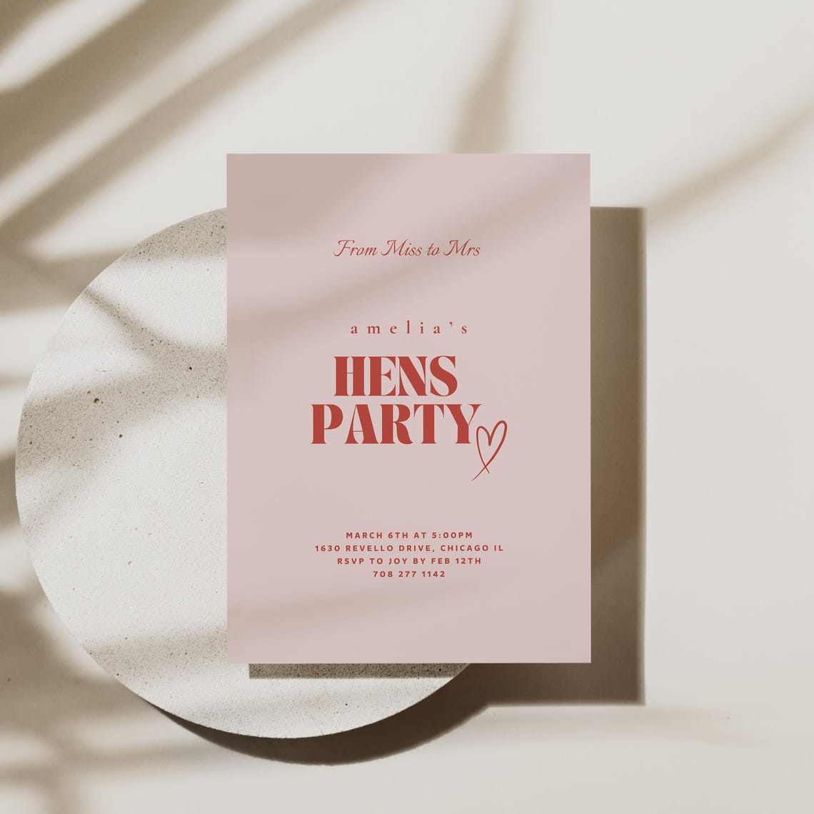Retro Hens Party Invitation Template: Pink & Red Bachelorette Itinerary ...