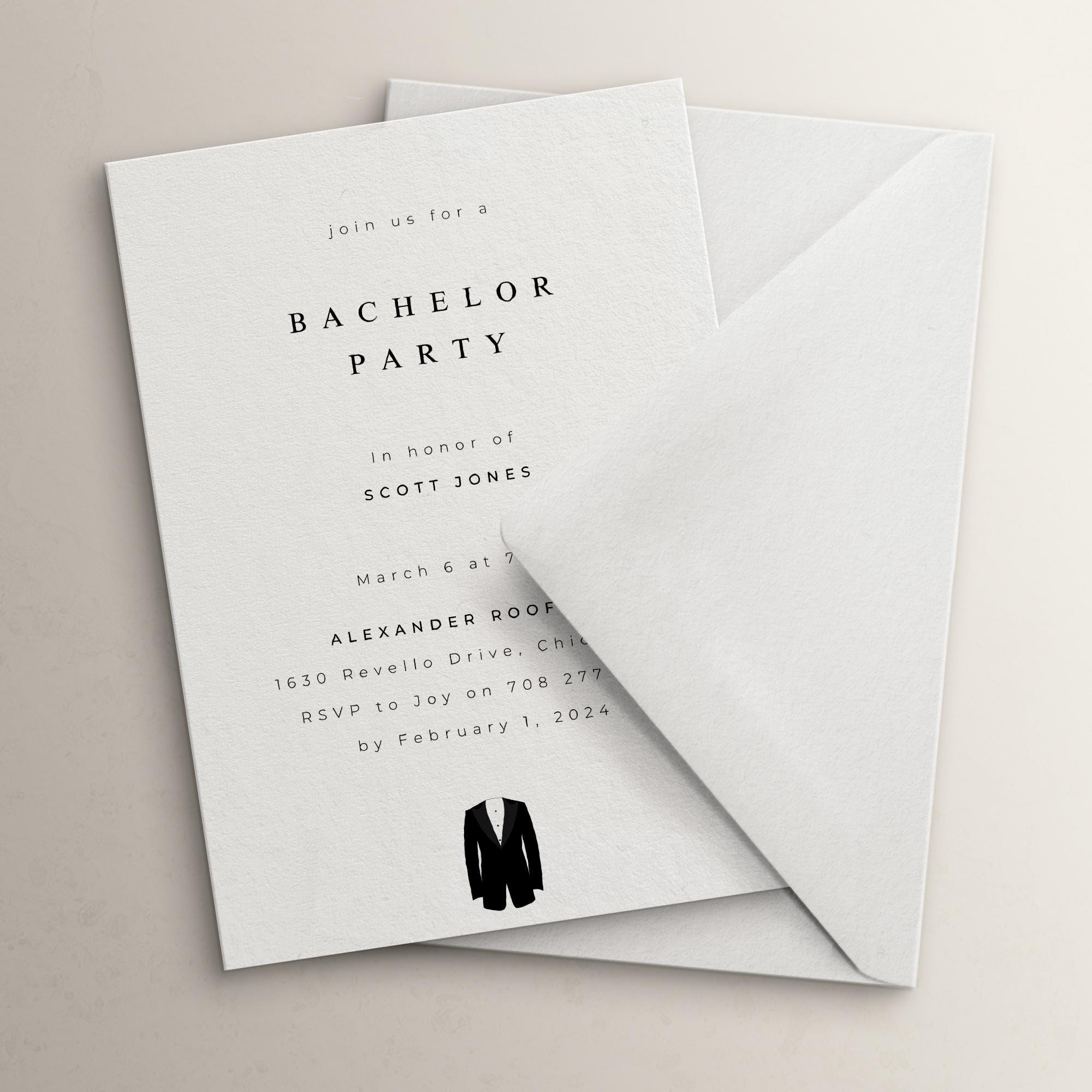 Editable Bachelor Party Invitation Template, Modern Minimalist ...