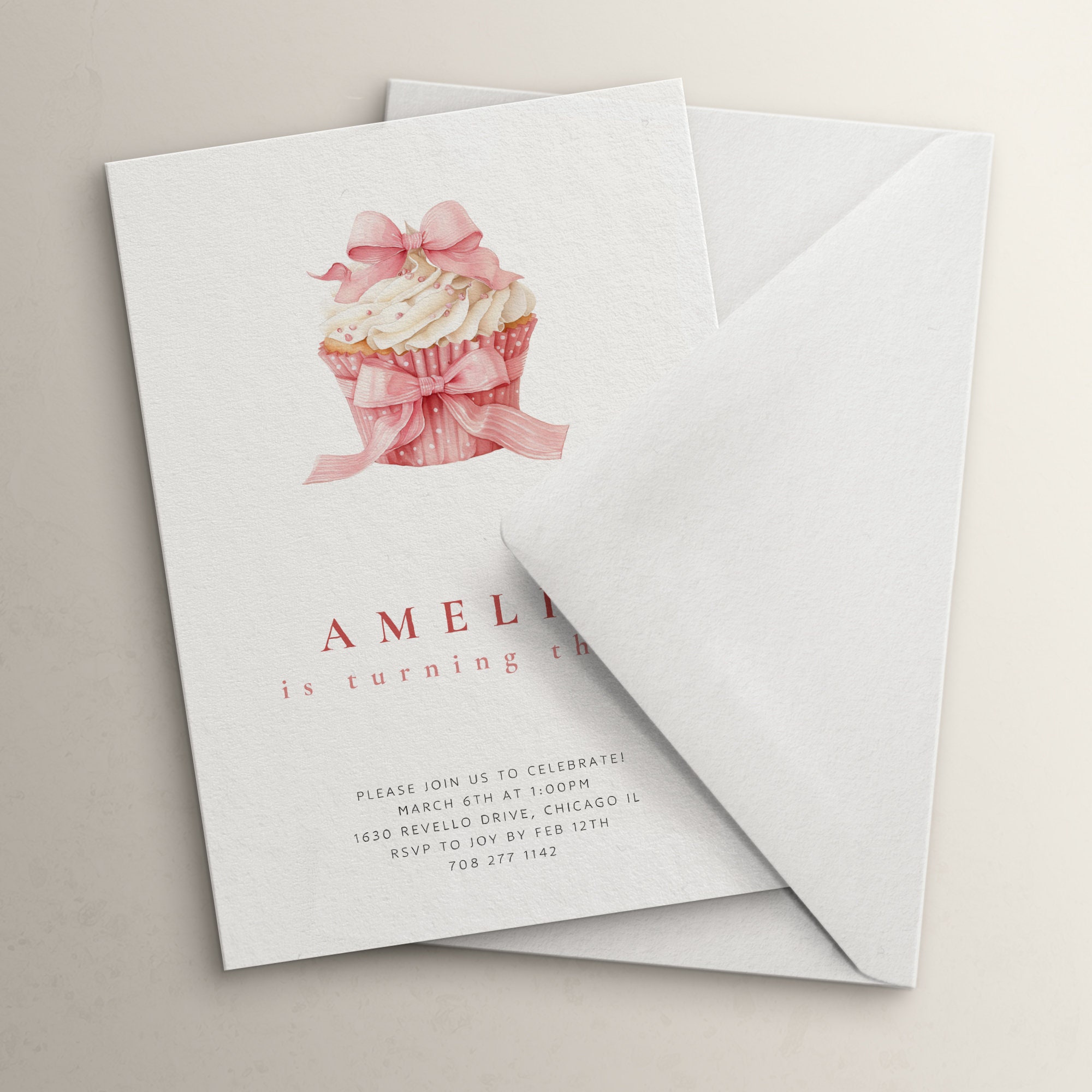 Editable Cupcake Birthday Invitation: Pink Bakery Theme (digital ...