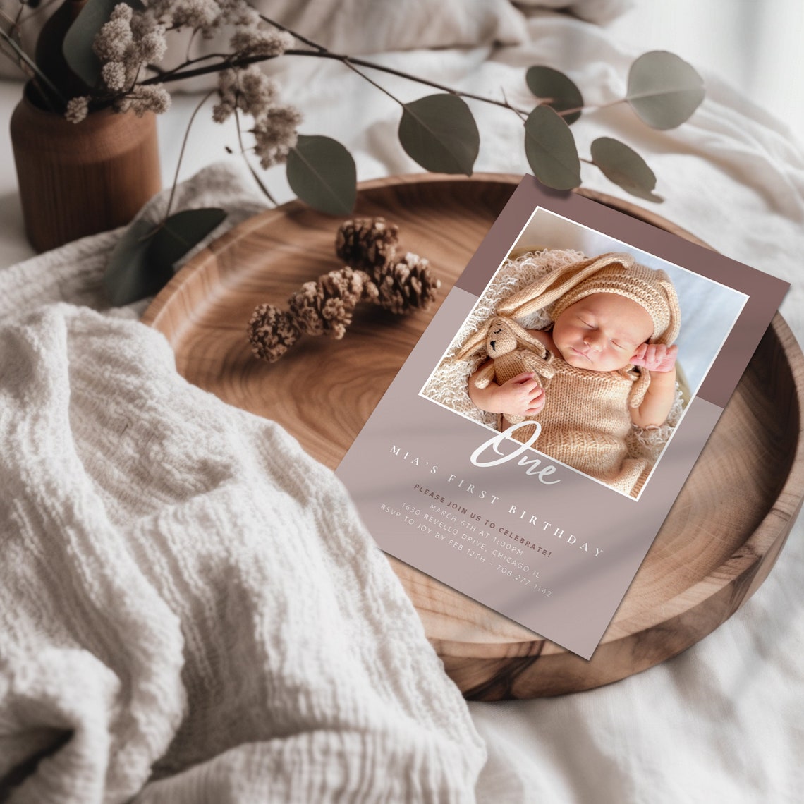 Baby 1st Birthday Invitation Template Baby Personalized Photo Invite ...