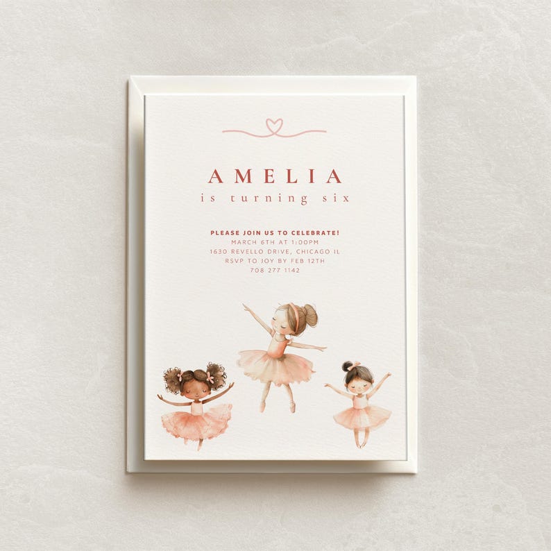 Editable Ballet Birthday Invitation Template Ballerina Dancer Kids ...