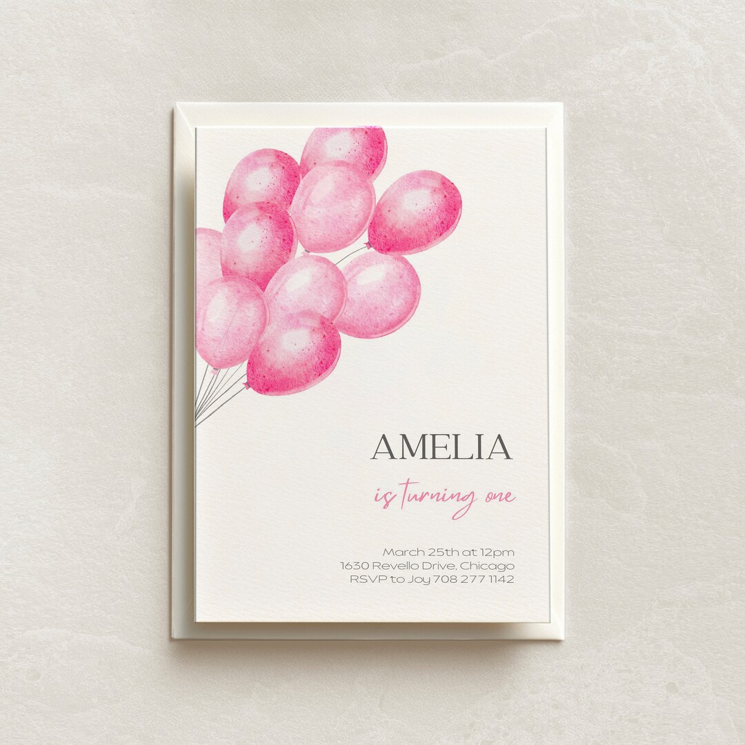 Minimalist Birthday Invitation Template Editable Modern Birthday Invite ...