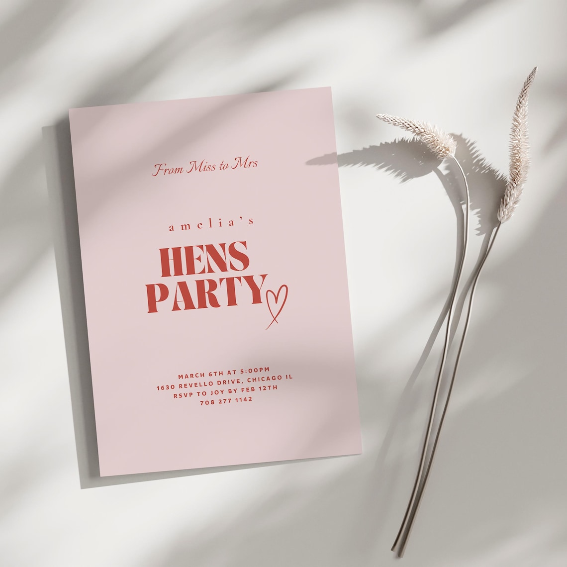 Retro Hens Party Invitation Template: Pink & Red Bachelorette Itinerary ...