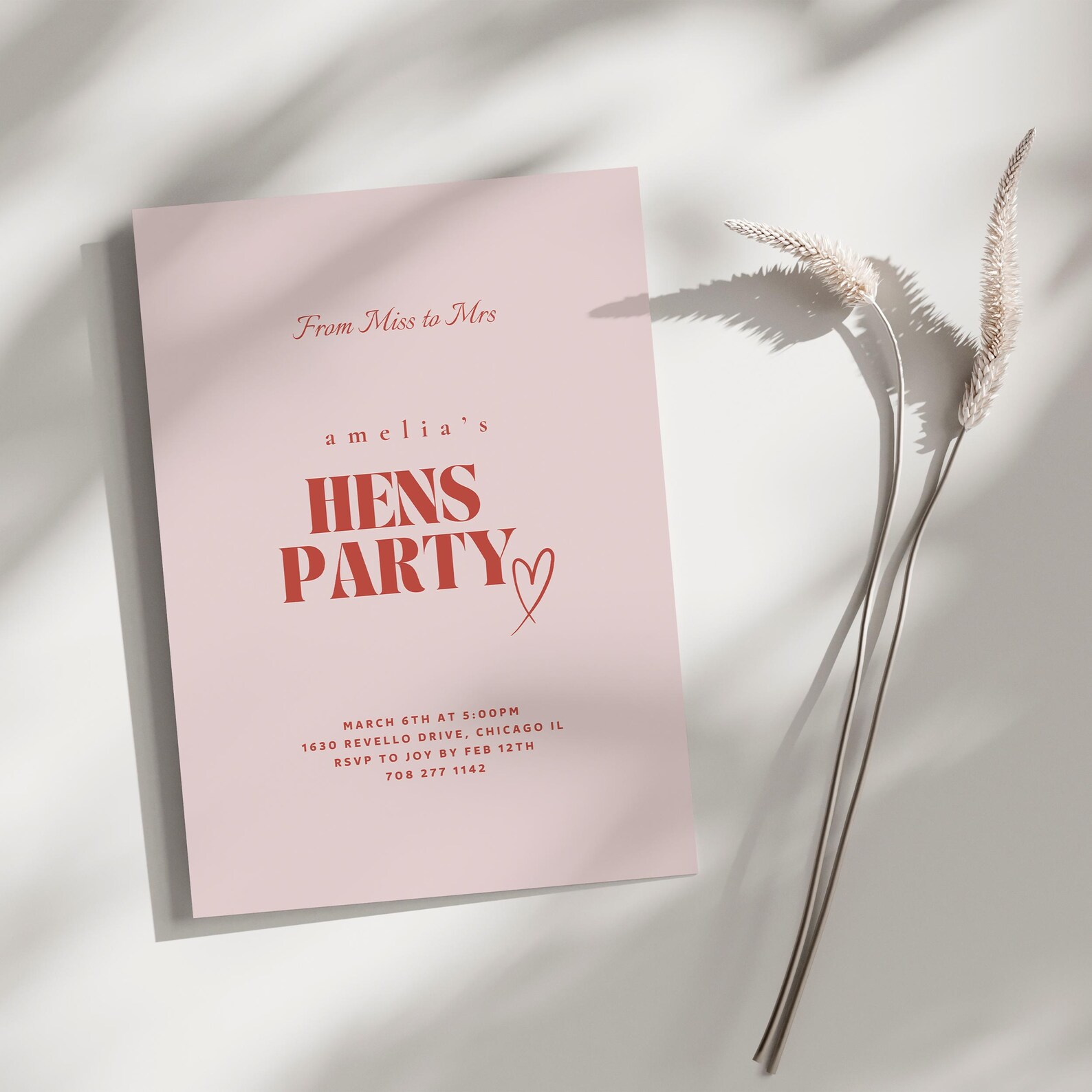 Retro Hens Party Invitation Template: Pink & Red Bachelorette Itinerary ...