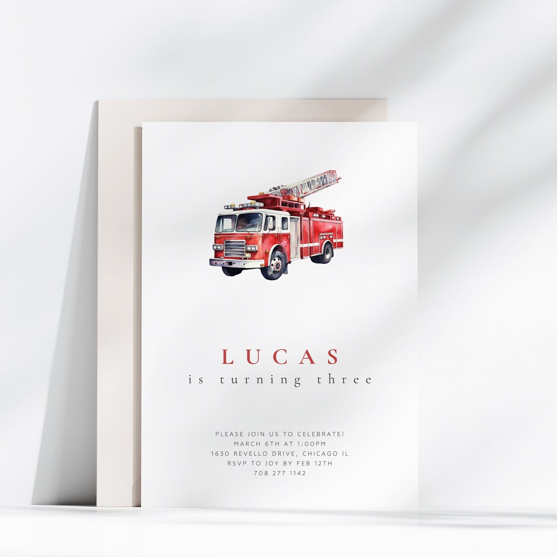 Editable Fire Truck Birthday Invitation Template Fire Engine Kids Party ...