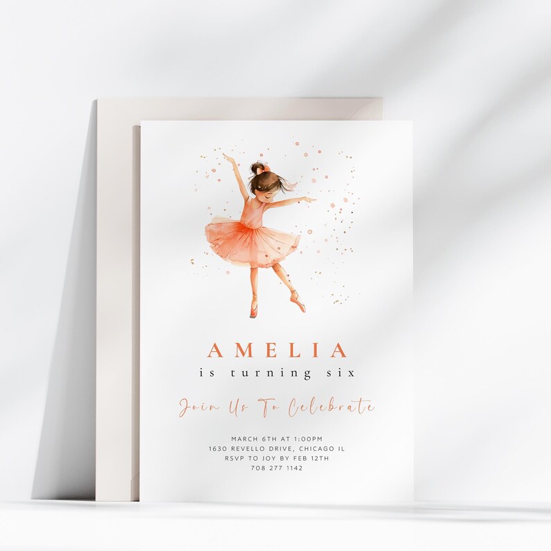 Editable Ballet Birthday Invitation Template Ballerina Dancer Kids ...