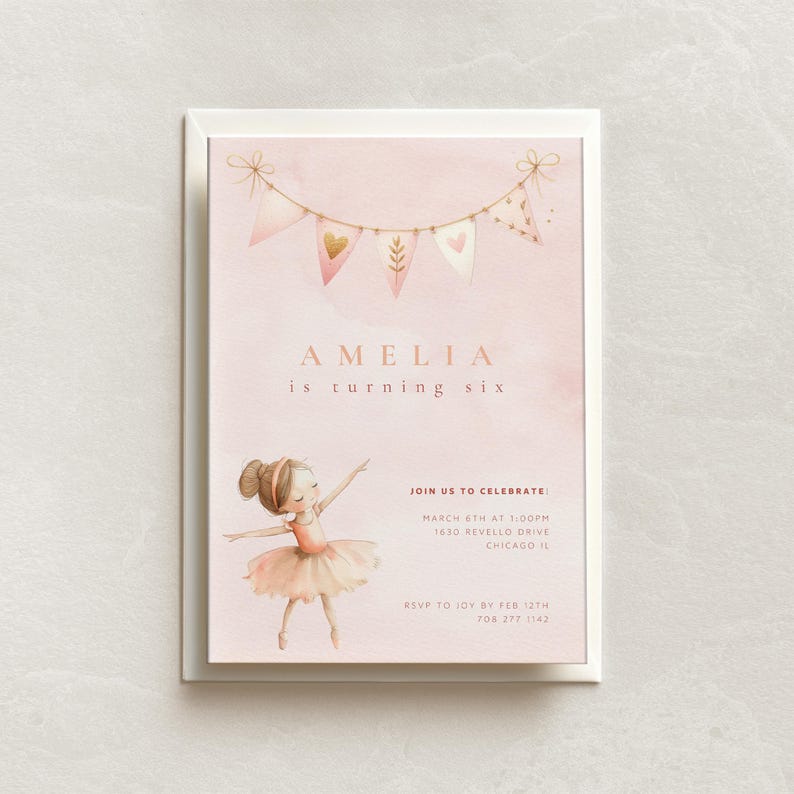 Editable Ballet Birthday Invitation Template Ballerina Dancer Kids ...