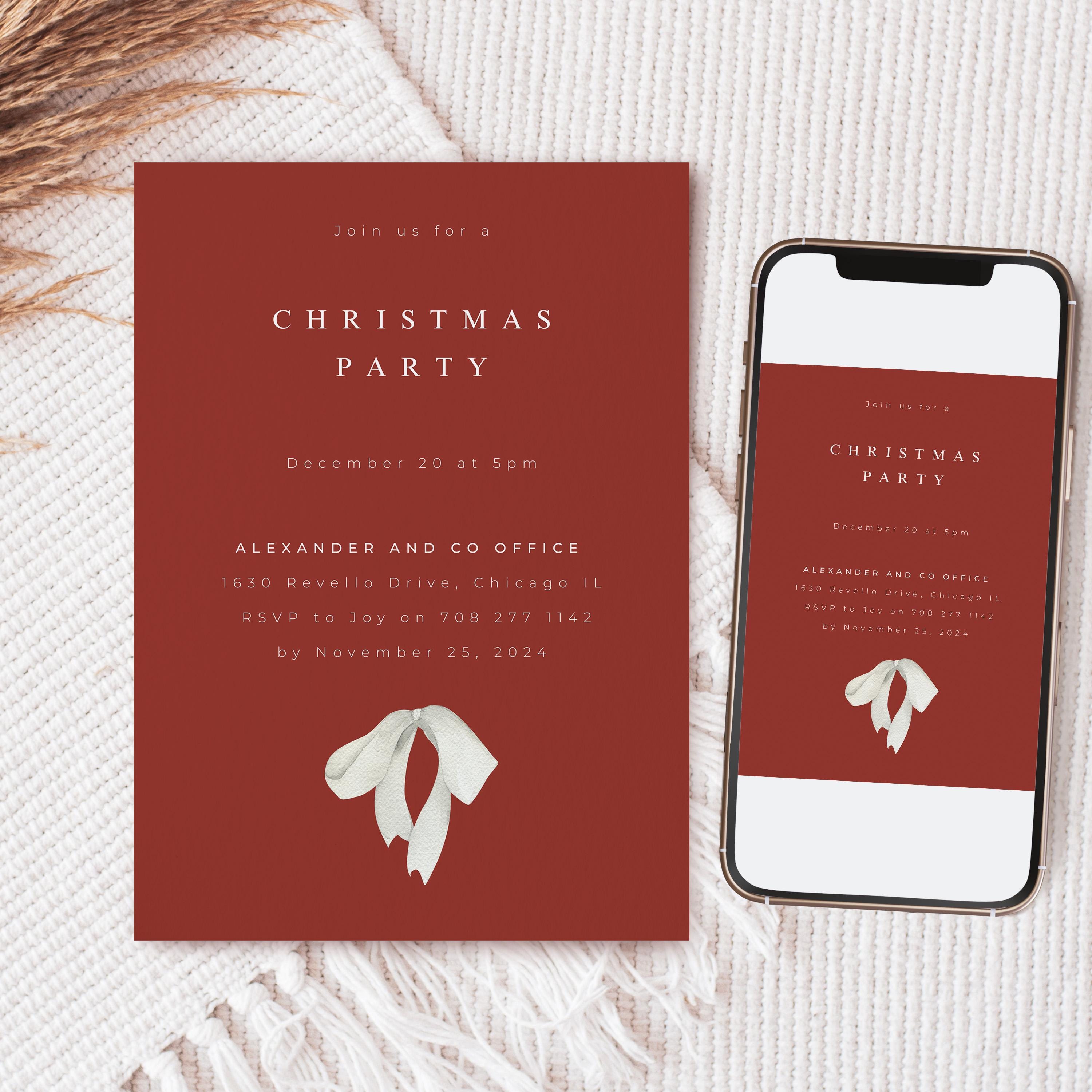 Editable Christmas Party Invitation Template, Modern Minimalist ...