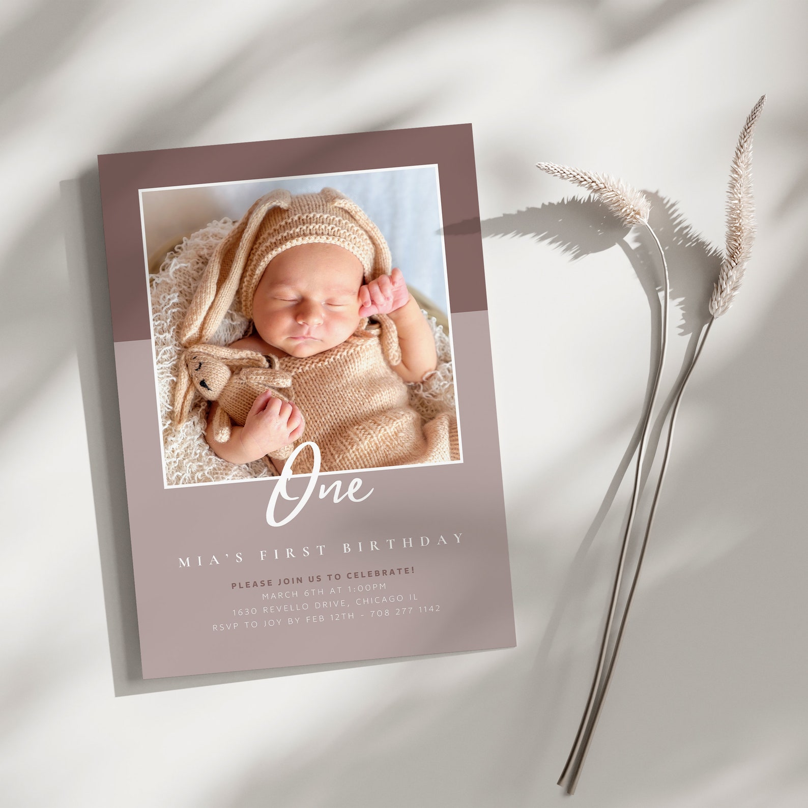 Baby 1st Birthday Invitation Template Baby Personalized Photo Invite ...