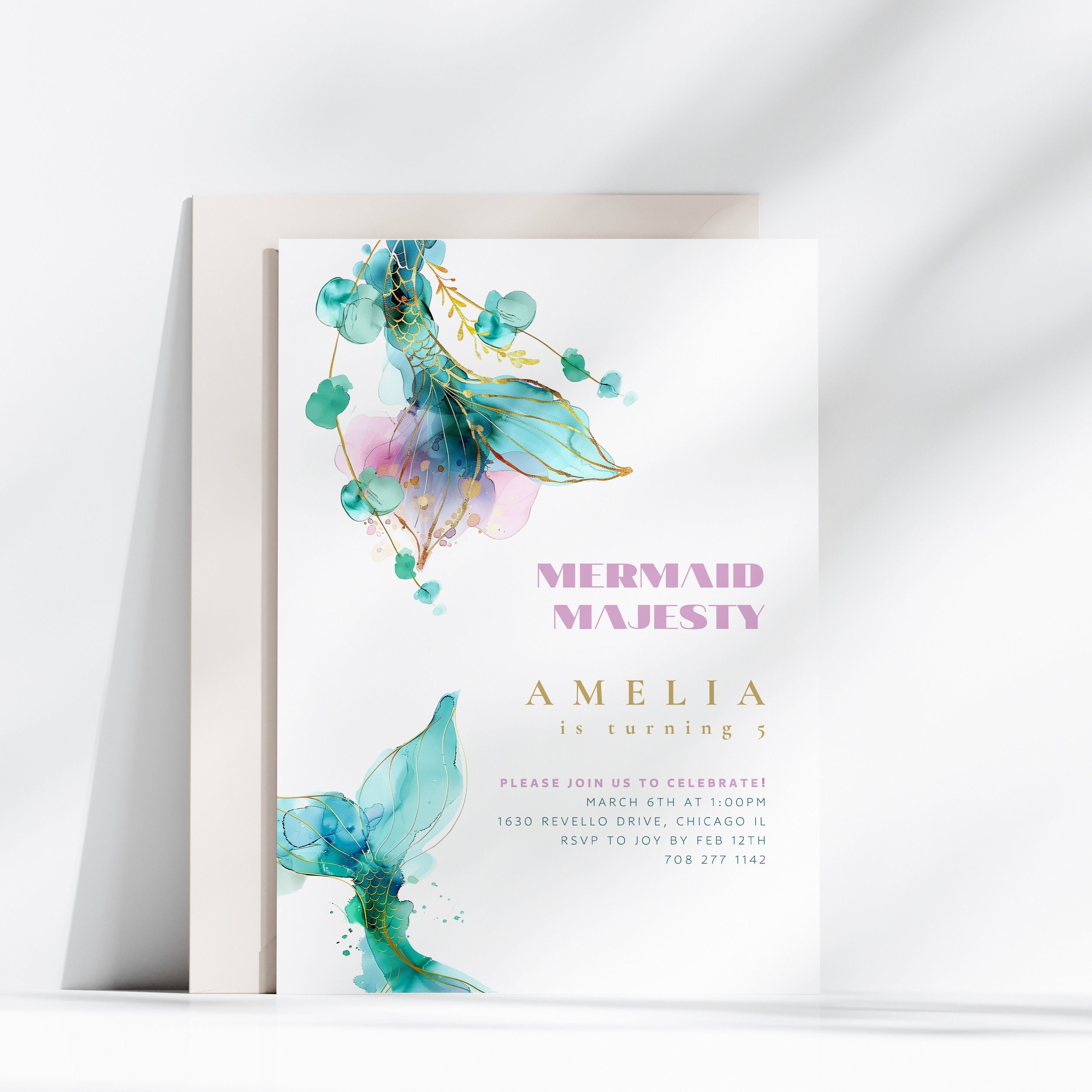 Mermaid Birthday Invitation Template: Under the Sea Party (digital ...