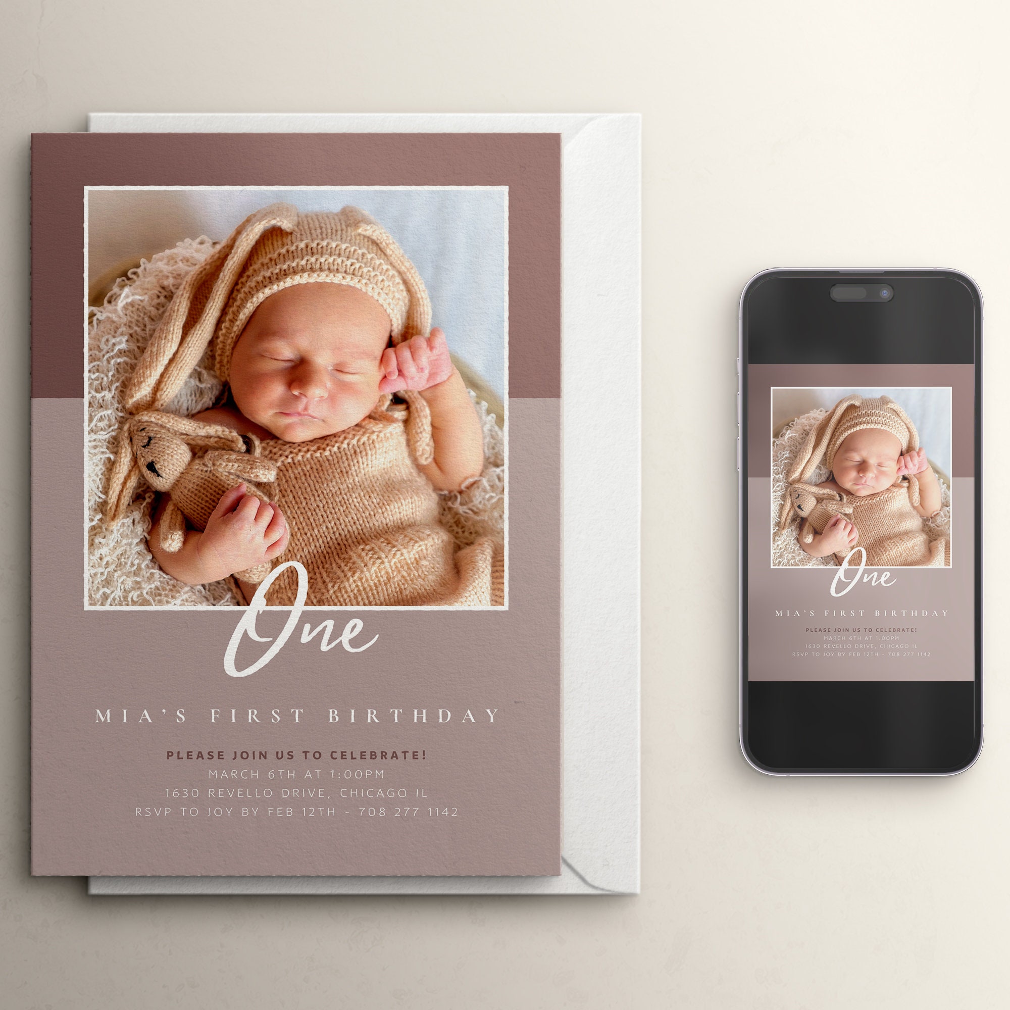 Baby 1st Birthday Invitation Template Baby Personalized Photo Invite ...