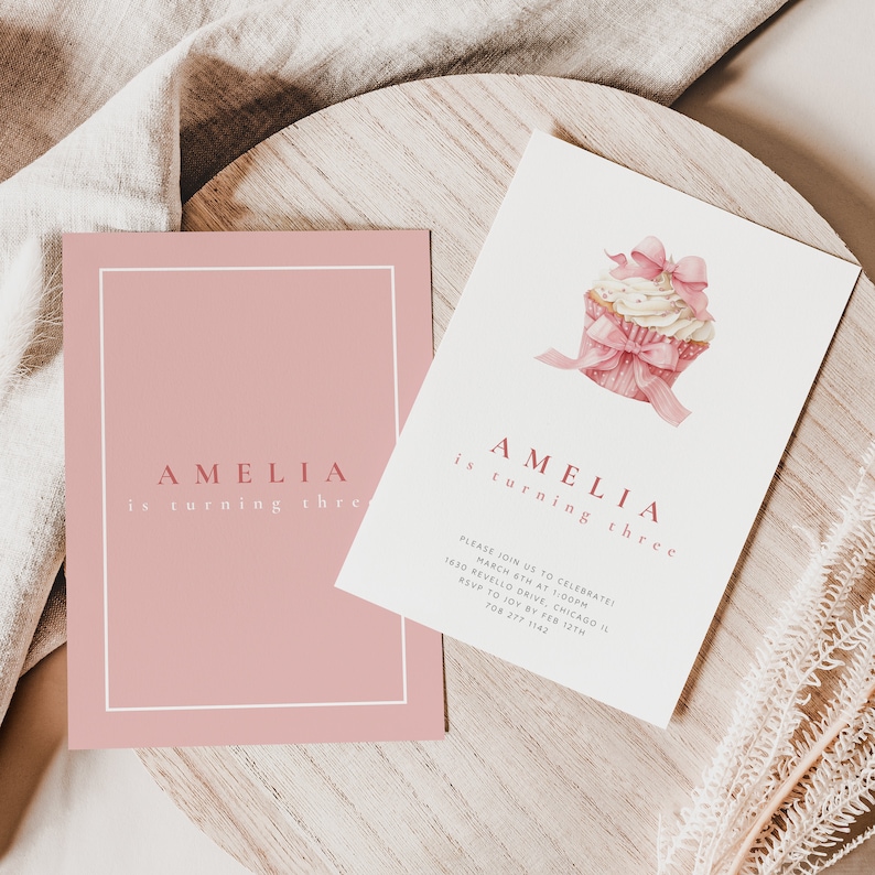 Editable Cupcake Birthday Invitation: Pink Bakery Theme (digital ...