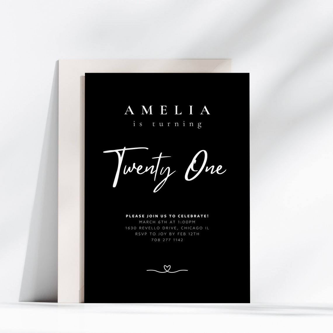 Editable 21st Birthday Invitation Template Twenty First Party Invite ...