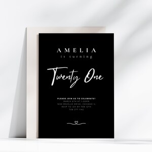 Editable 21st Birthday Invitation Template Twenty First Party Invite ...