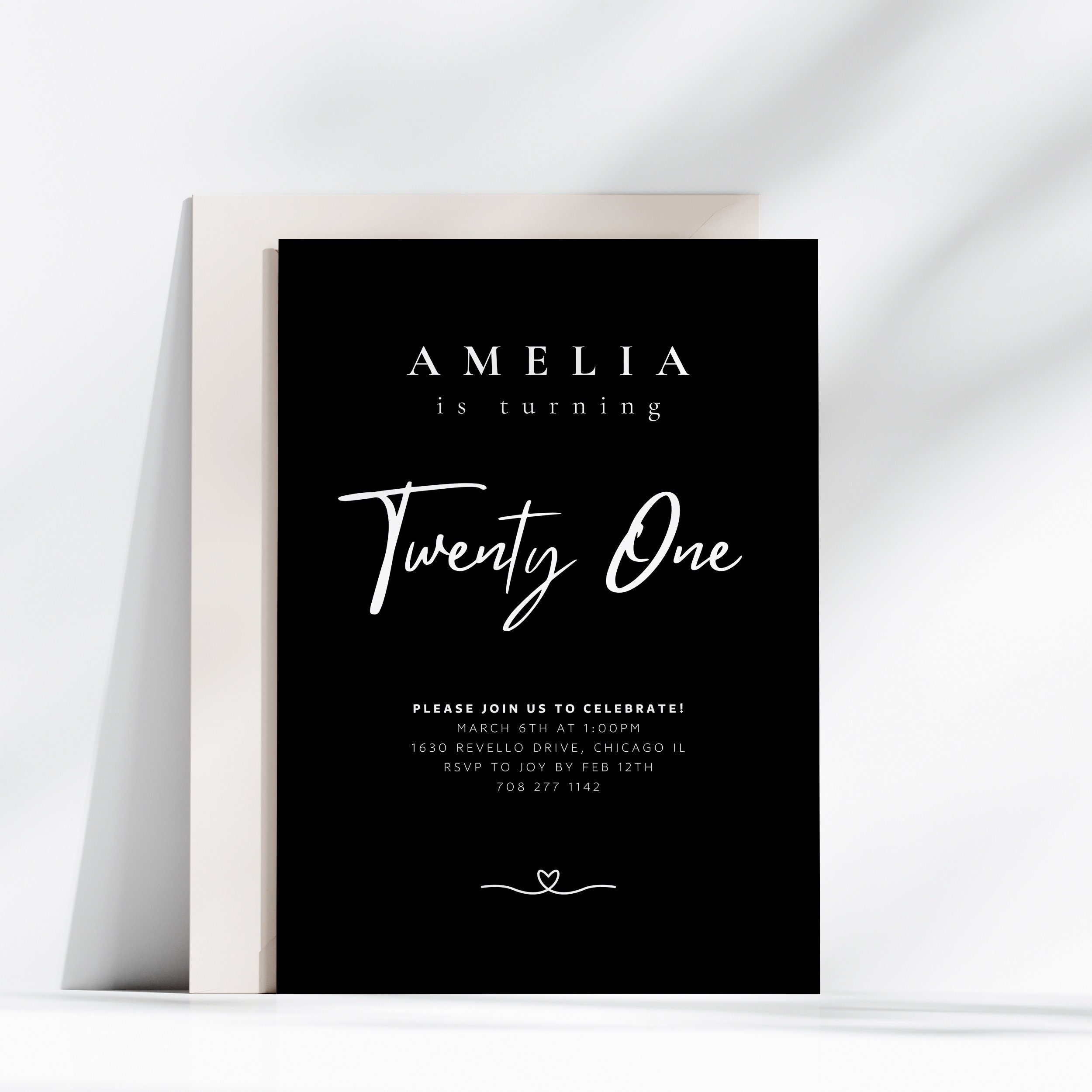 Editable 21st Birthday Invitation Template Twenty First Party Invite ...