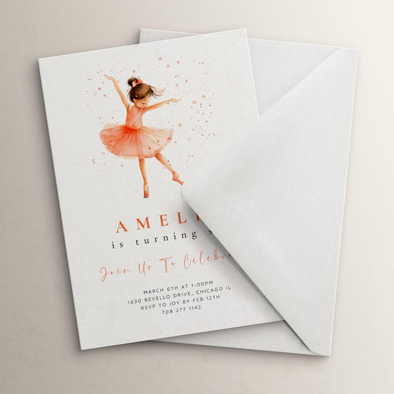 Editable Ballet Birthday Invitation Template Ballerina Dancer Kids ...