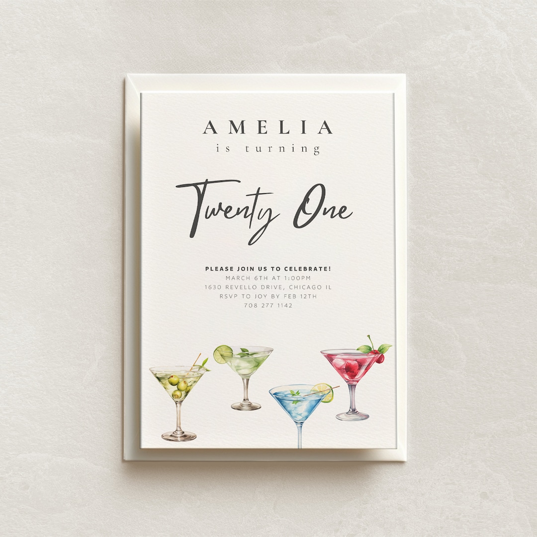 Plantilla de invitación editable para el cumpleaños número 21 de ...