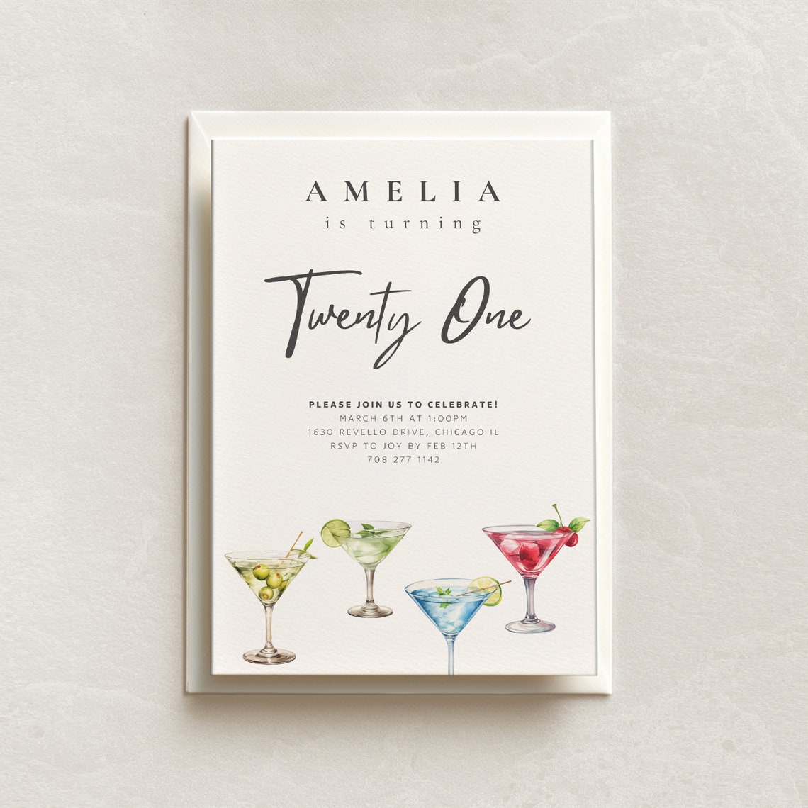 21st Birthday Invitation Template, Canva Editable Template Twenty One ...