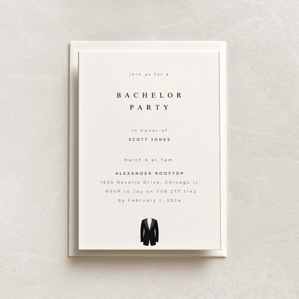Editable Bachelor Party Invitation Template, Modern Minimalist ...
