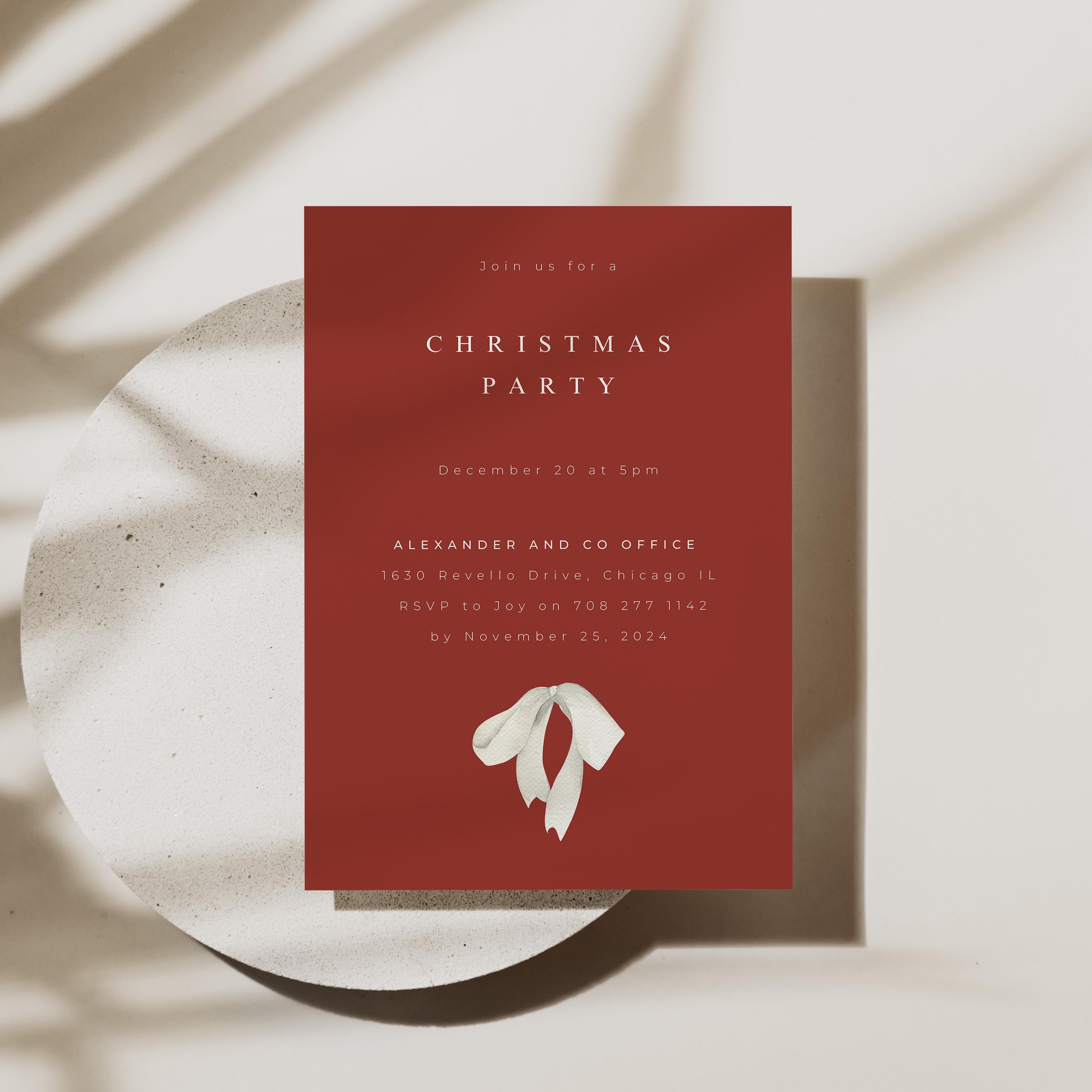 Editable Christmas Party Invitation Template, Modern Minimalist ...