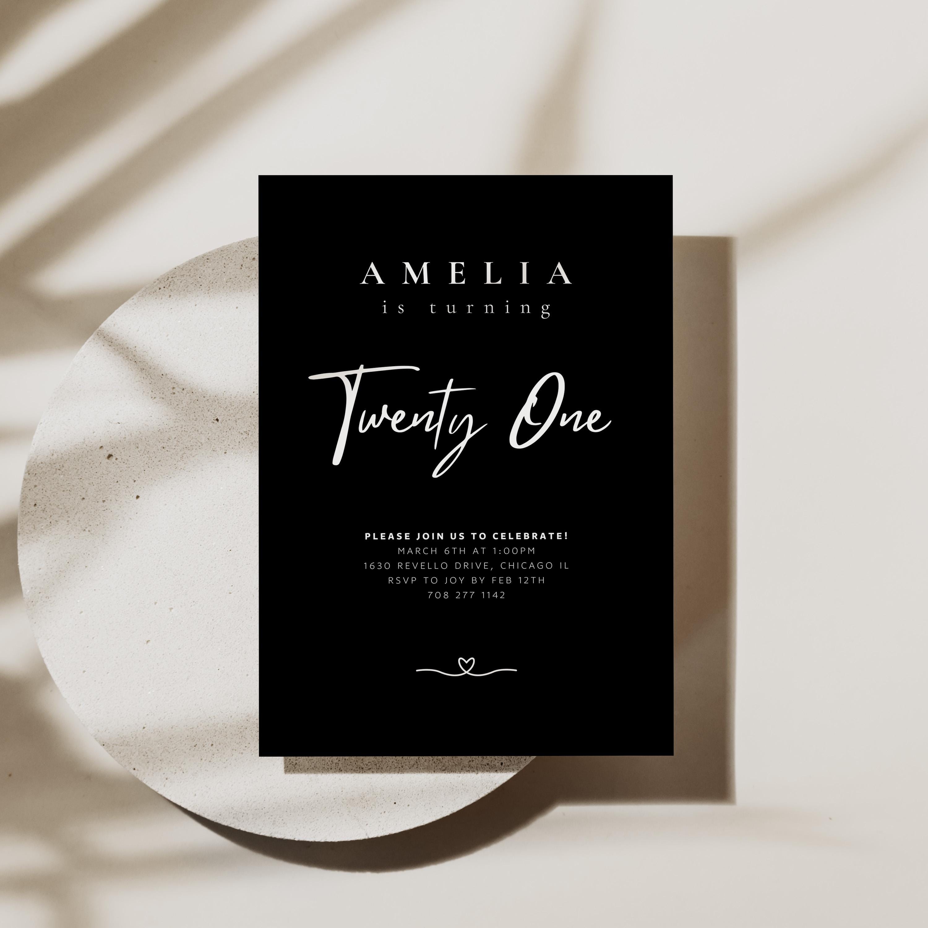 Editable 21st Birthday Invitation Template Twenty First Party Invite ...