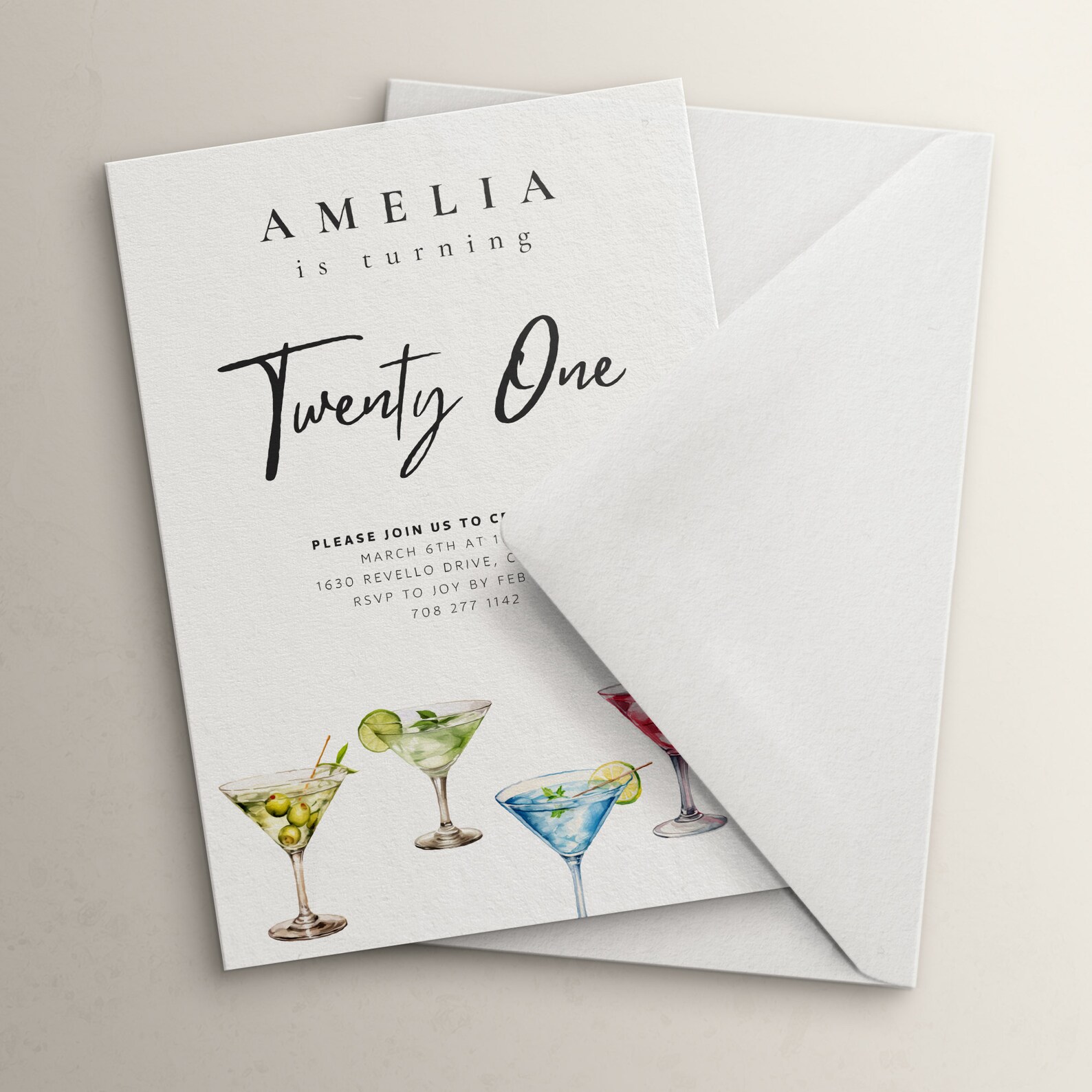 21st Birthday Invitation Template, Canva Editable Template Twenty One ...