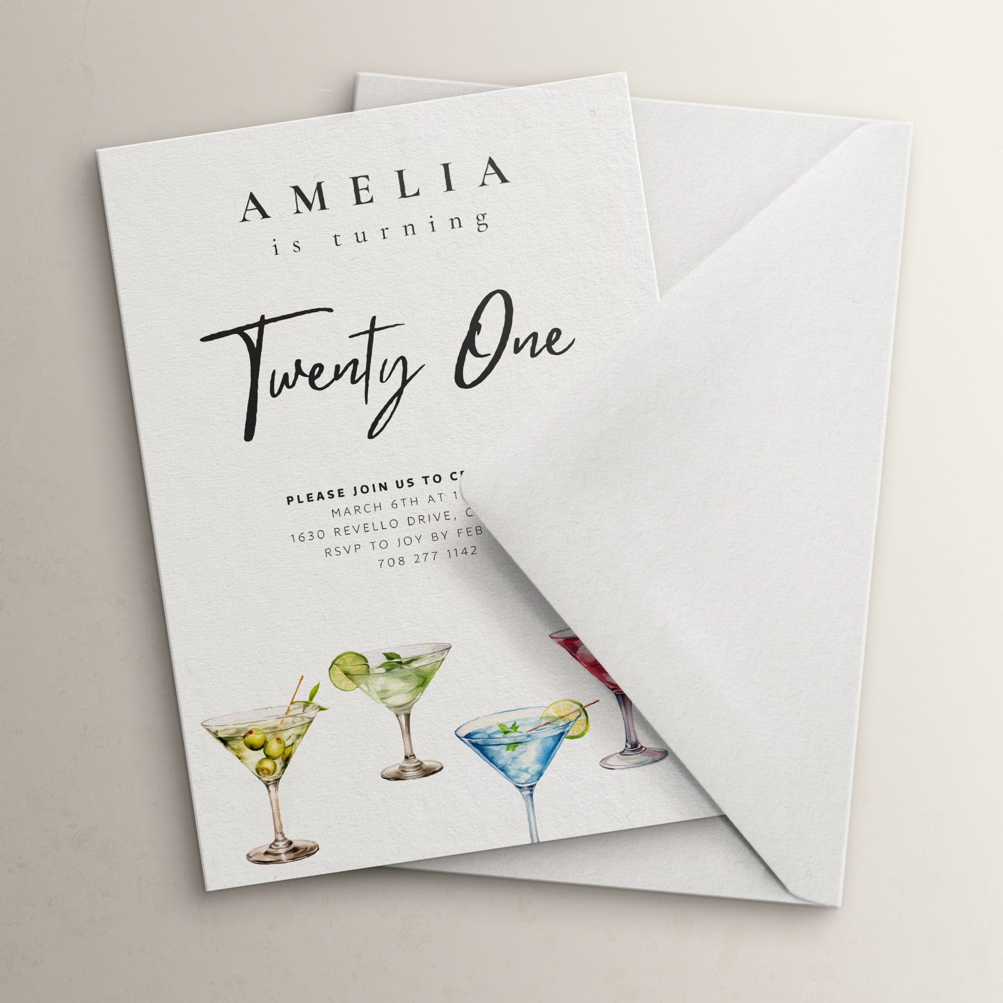 21st Birthday Invitation Template, Canva Editable Template Twenty One ...