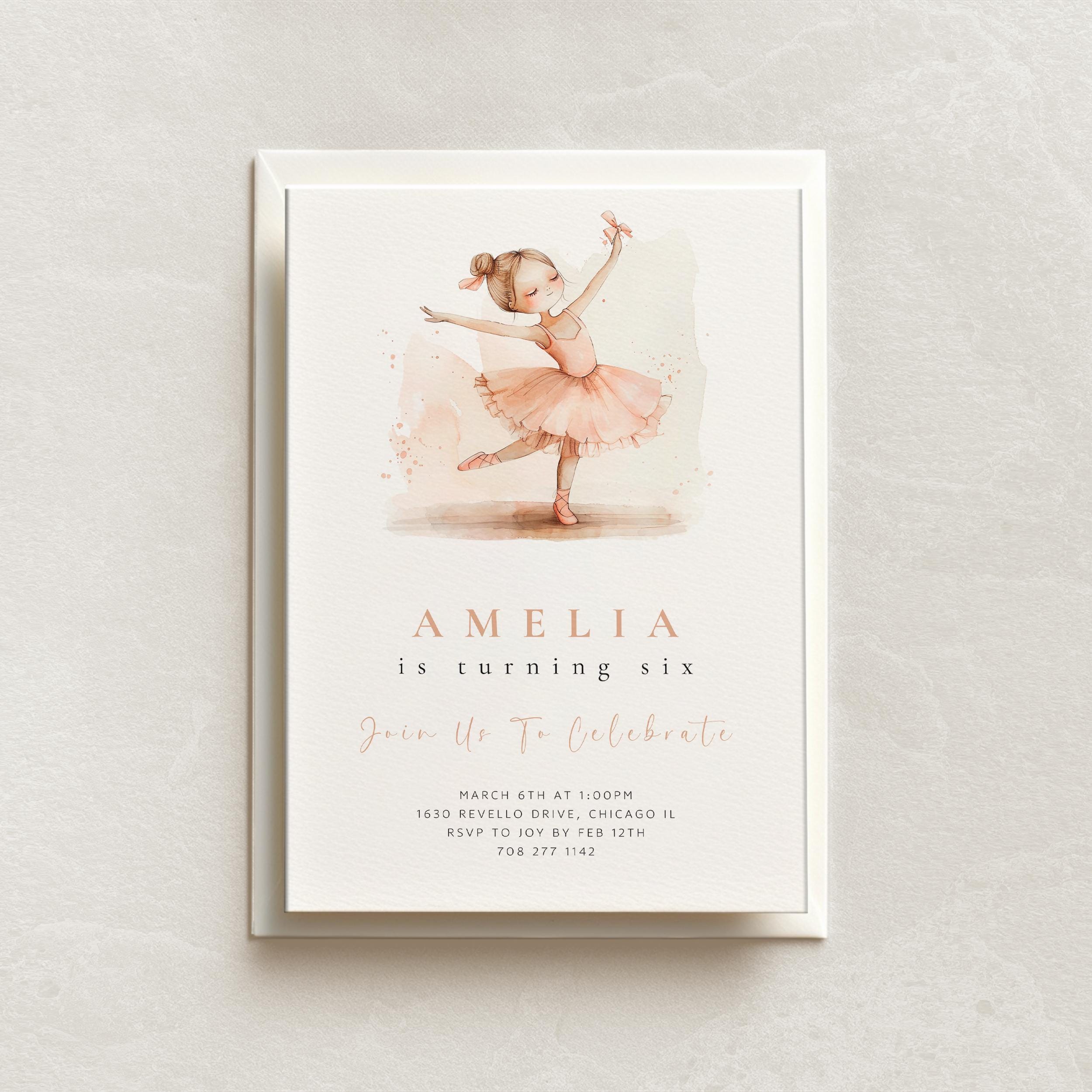 Editable Ballet Birthday Invitation Template Ballerina Dancer Kids ...