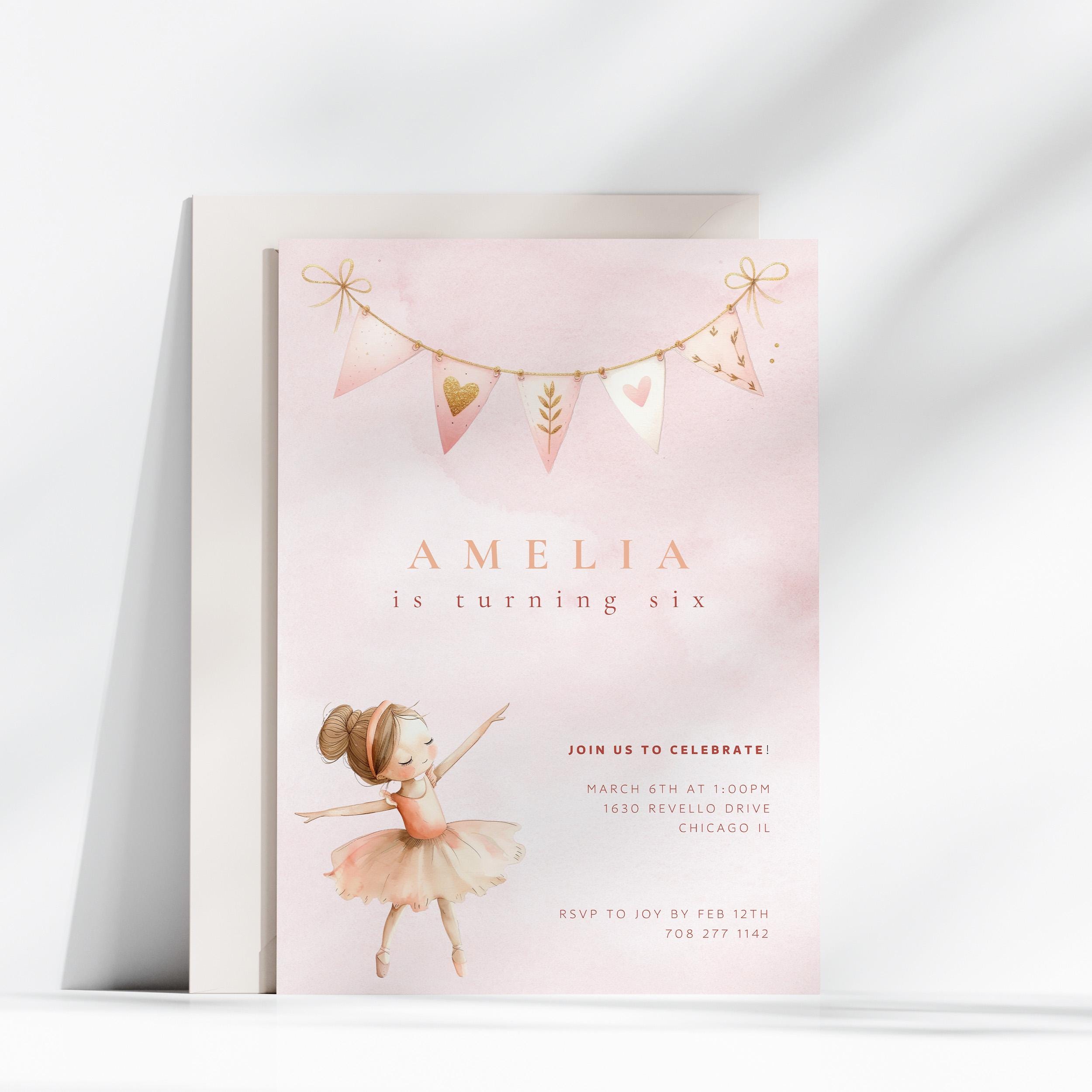 Ballet Birthday Invitation Template: Pink Tutu Ballerina (canva ...