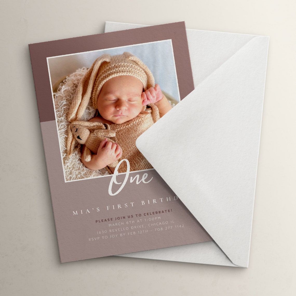 Baby 1st Birthday Invitation Template Baby Personalized Photo Invite ...