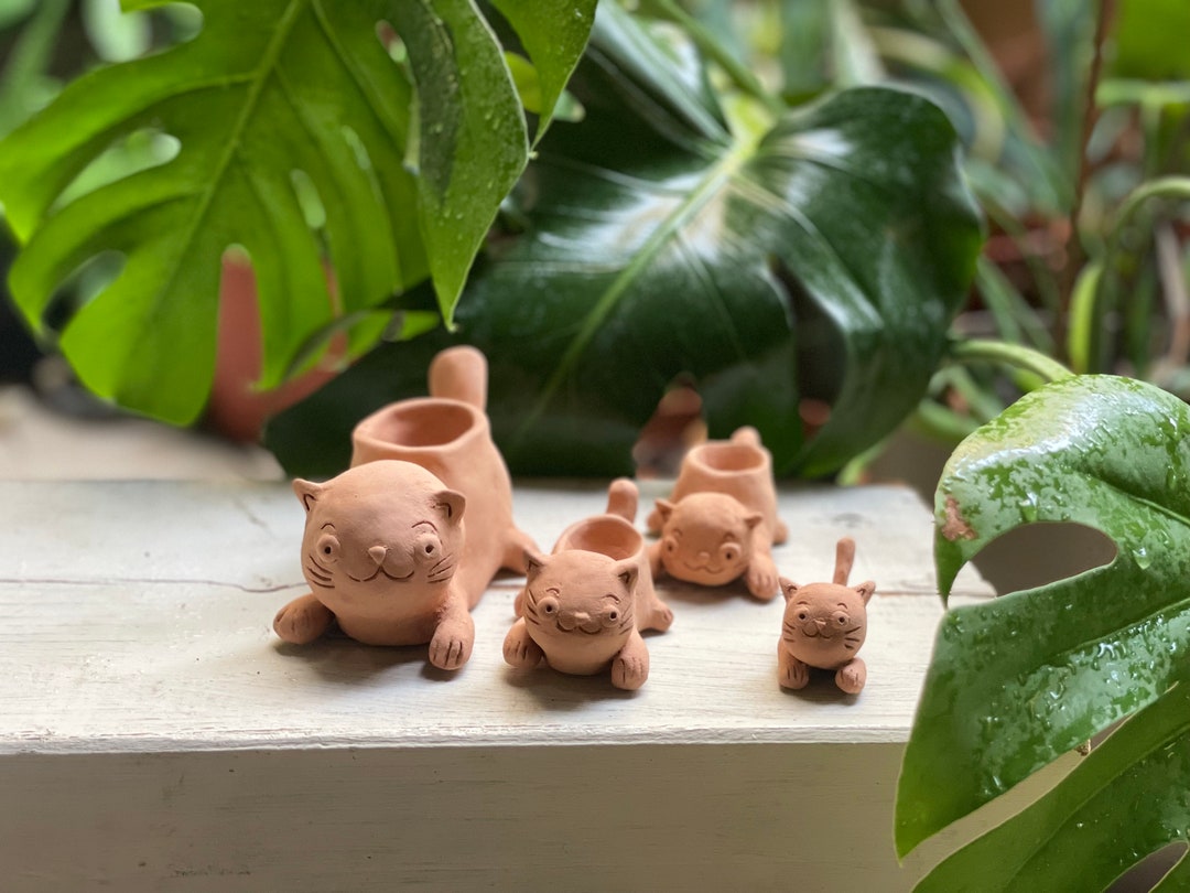 Terracotta Cat Pots - Etsy