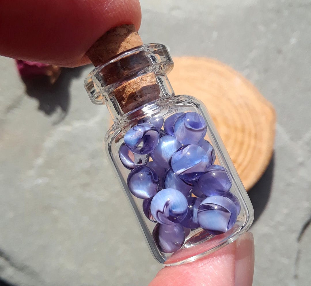 Miniature Glass Marbles - Wisteria Veil | Mini Bottle of Glass Marbles ...