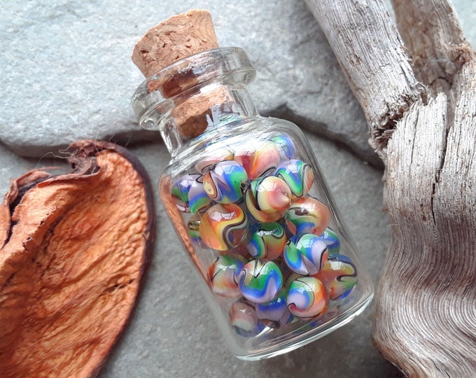 Miniature Glass Marbles - RAINBOW BRIGHTS | Mini Vial of Glass Marbles ...