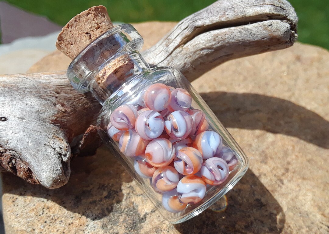 Miniature Glass Marbles - PEACH & BERRY SWIRL | Mini Bottle Glass ...