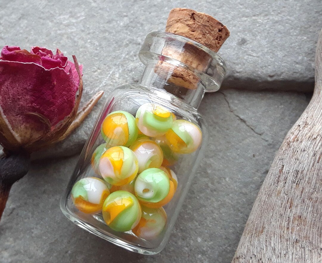 Miniature Glass Marbles - Limelight | Mini Bottle of Glass Marbles ...