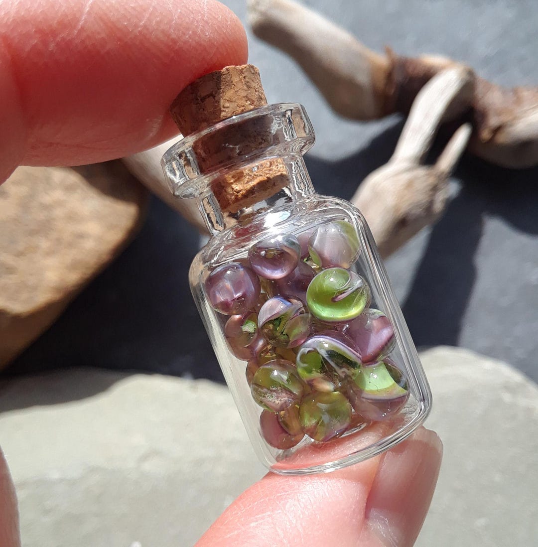 Miniature Glass Marbles - Fairy Fern | Mini Bottle of Glass Marbles ...