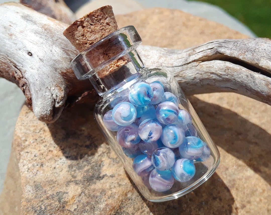 Miniature Glass Marbles WINTER CHILL Mini Bottle of Glass Marbles ...