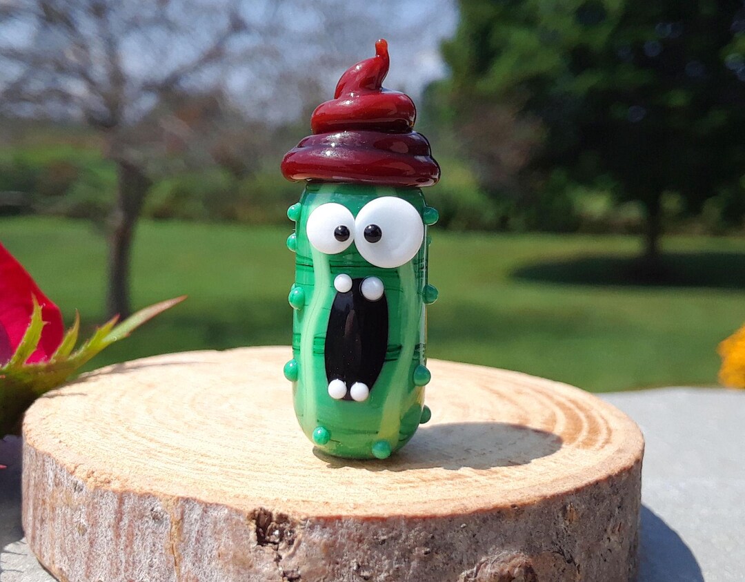 Miniature Glass Screaming Pickle W/poo Super Bad Day Cute Tiny Pickle ...