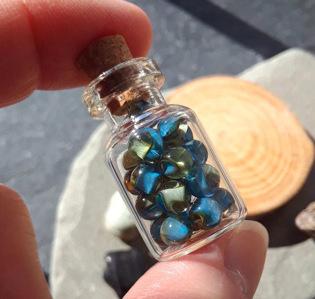 Miniature Glass Marbles - Forest Canopy | Mini Bottle of Glass Marbles ...