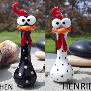 Colorful & Funny Chicken Figurines | Miniature Chicken | Handmade Glass ...