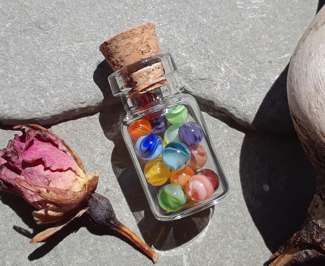 Miniature Glass Marbles - Rainbow Mix | Mini Bottle of Glass Marbles ...