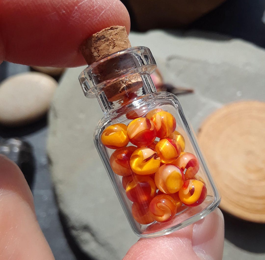 Miniature Glass Marbles - Solar Flare | Mini Bottle of Glass Marbles ...