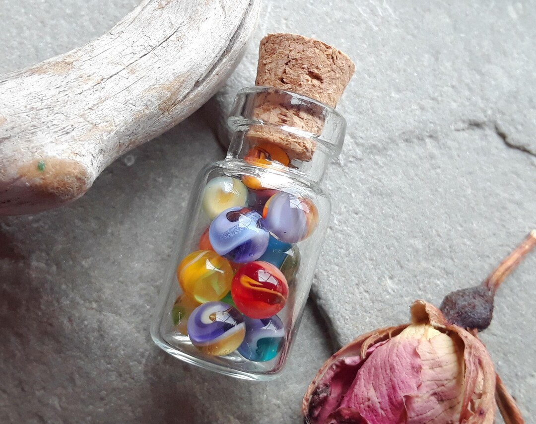 Miniature Glass Marbles - Mix | Mini Bottle of Glass Marbles | Handmade ...