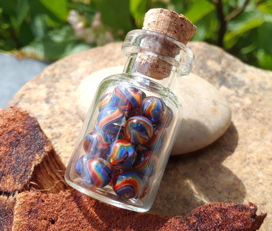 Miniature Glass Marbles - Double Rainbow - Mini Bottle Included | Micro ...