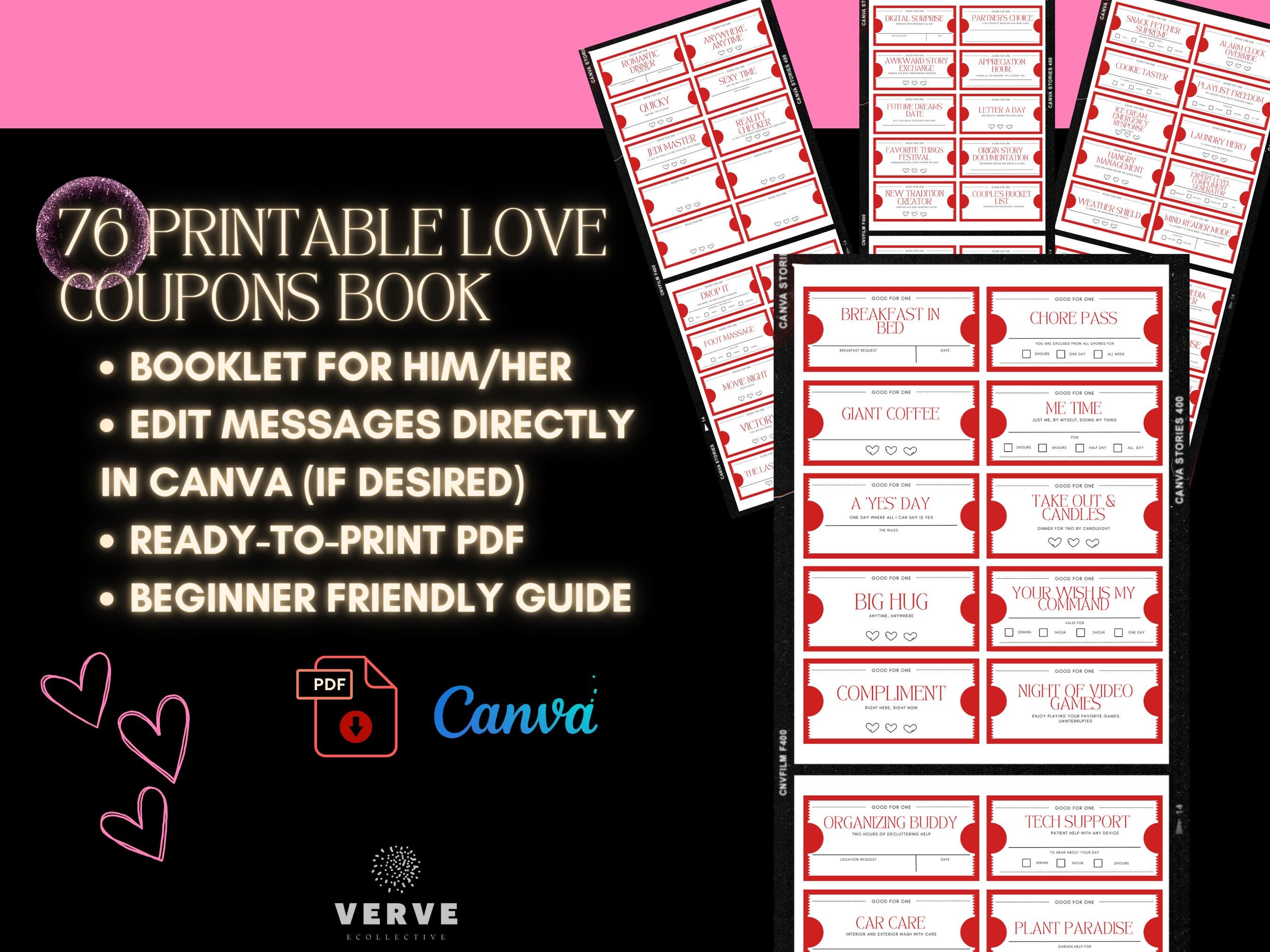 Printable Editable Love Coupon Book | Romantic Valentine's Gift for Him ...